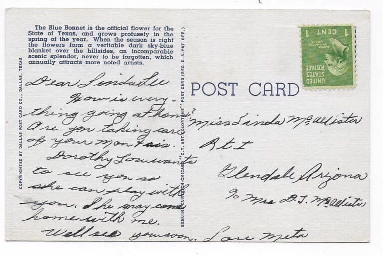 Blue Bonnets of Texas -circa 1945 - History In The Mail | Postcards and ...
