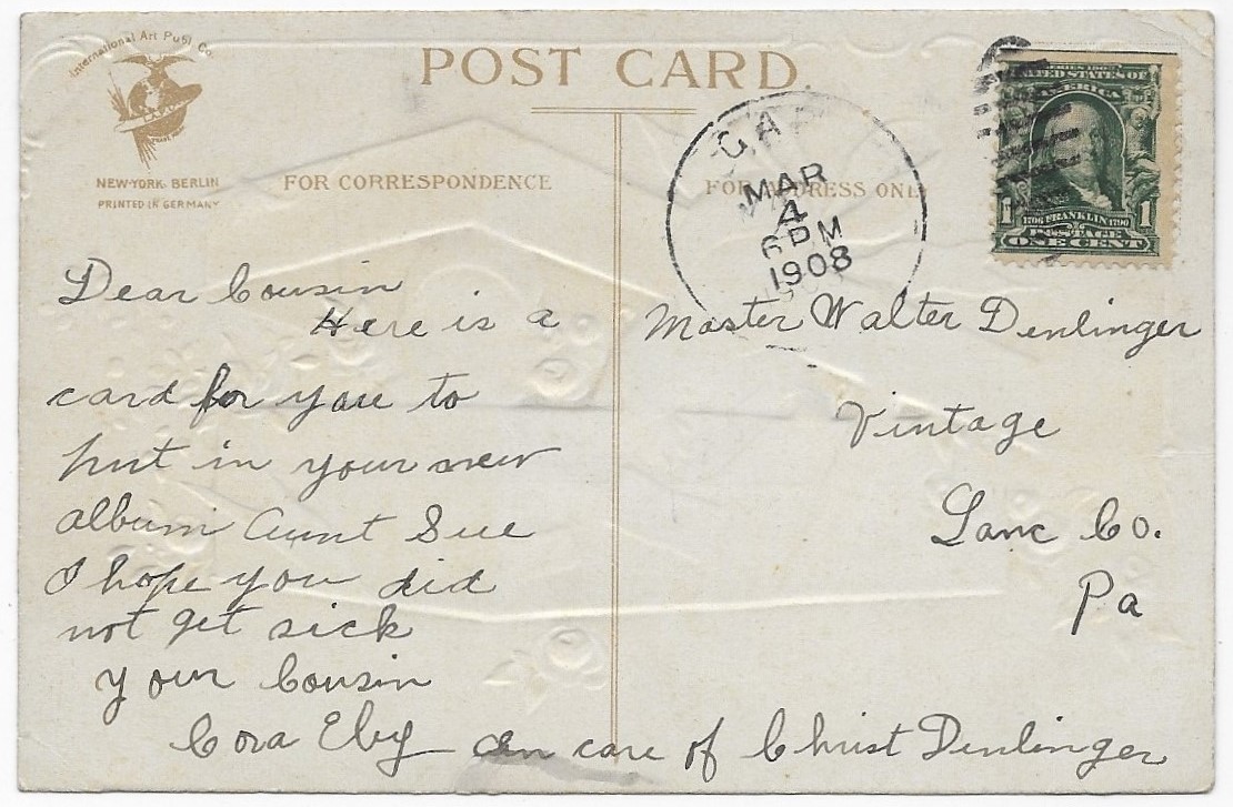 “A Postcard for Your Album” – Vintage, PA (1908) - History In The Mail ...
