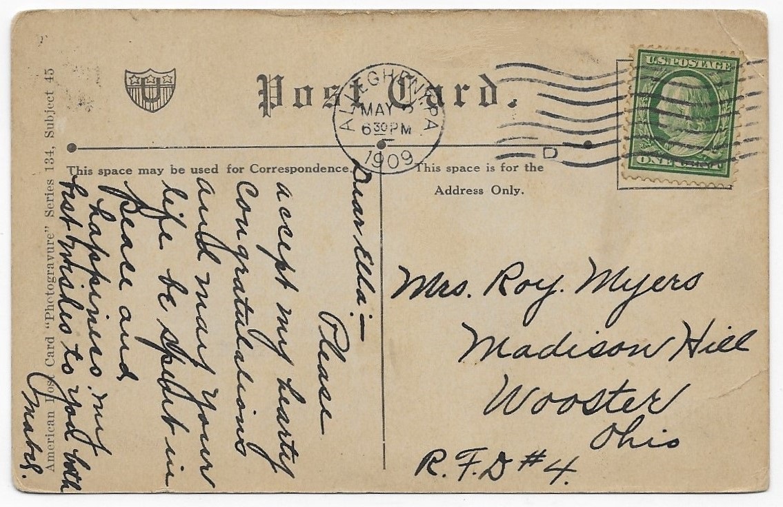 Ella & Roy Are Married – Wooster, Ohio (1909) - History In The Mail ...