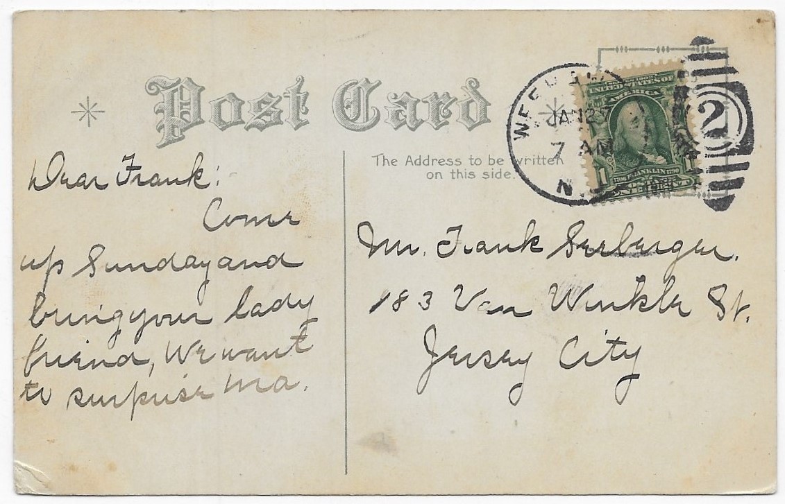 Another Art Postcard for Frank - Jersey City, NJ (1909) - History In ...