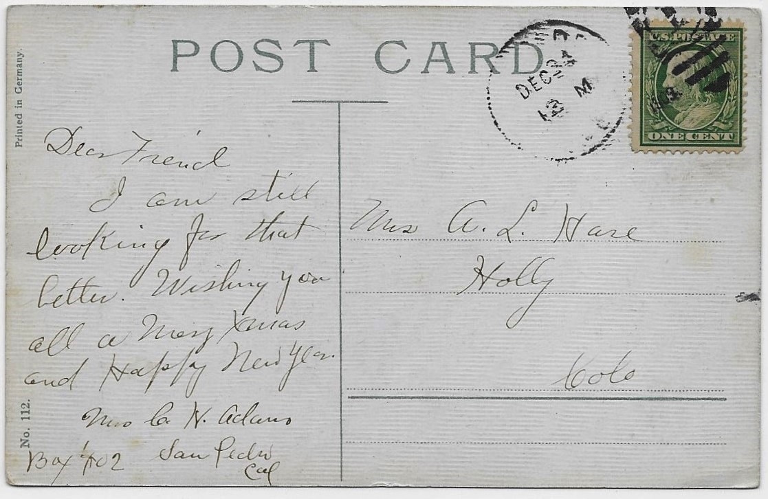 Violets for Christmas – Holly, Colorado (1909) - History In The Mail ...