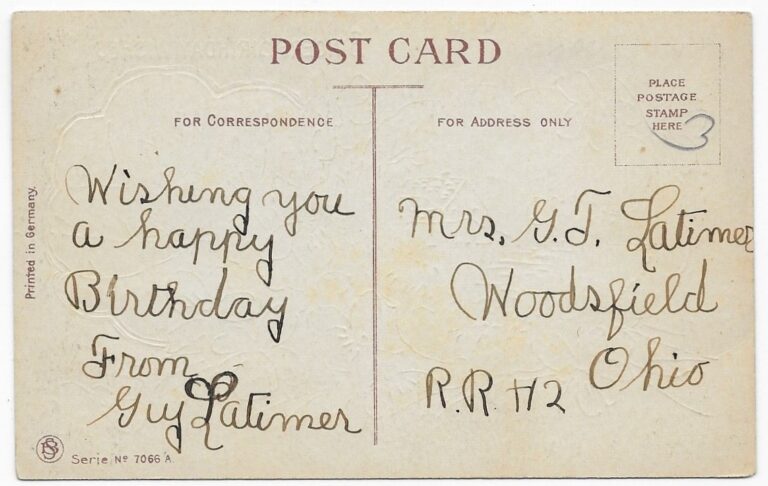 Happy Birthday to Mrs. Latimer – Woodsfield, Ohio (circa 1910 ...