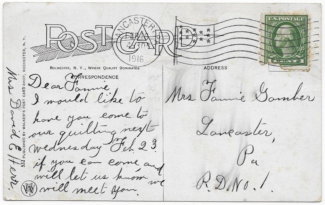 Fannie Is Invited to the Quilting – Lancaster, PA (1916) - History In ...