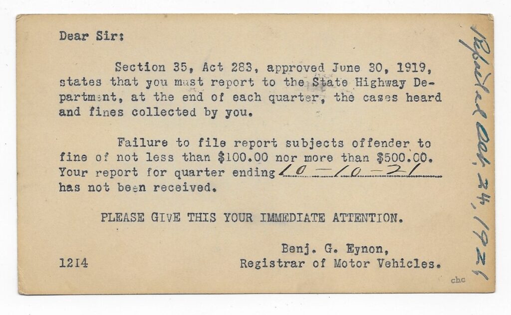 "The Judge is Tardy" – Lemasters, PA (1921) - History In The Mail ...