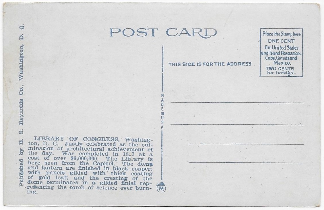 “The Torch of Science Ever Burning” – The Library of Congress (circa ...
